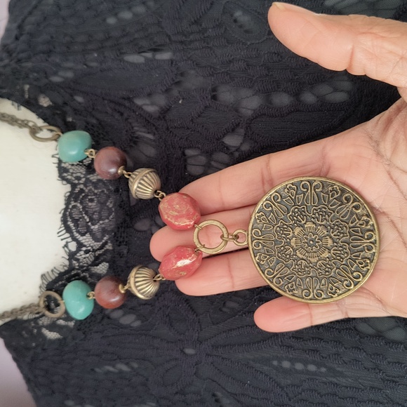 Jewelry | Aztec Mayan Medallion Brass Pendant Necklace Rustic Boho ...
